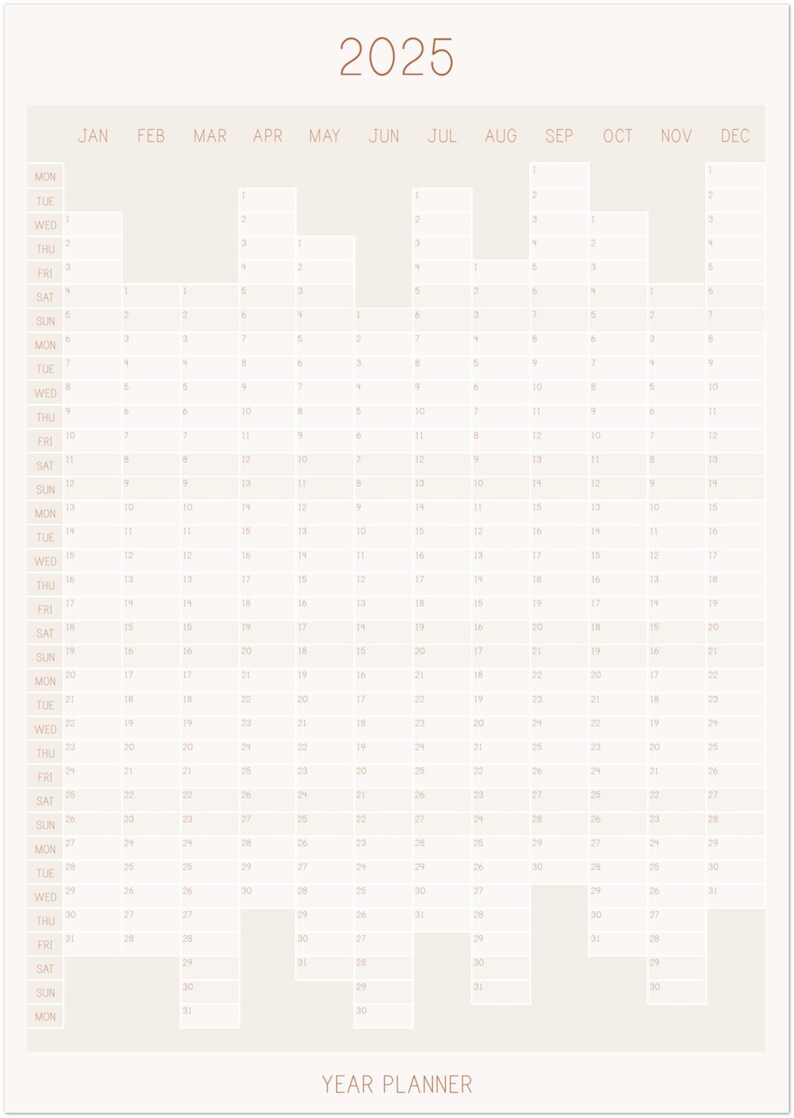 2025 Large Wall Calendar Vertical, Minimalist Design, Giant Year ...