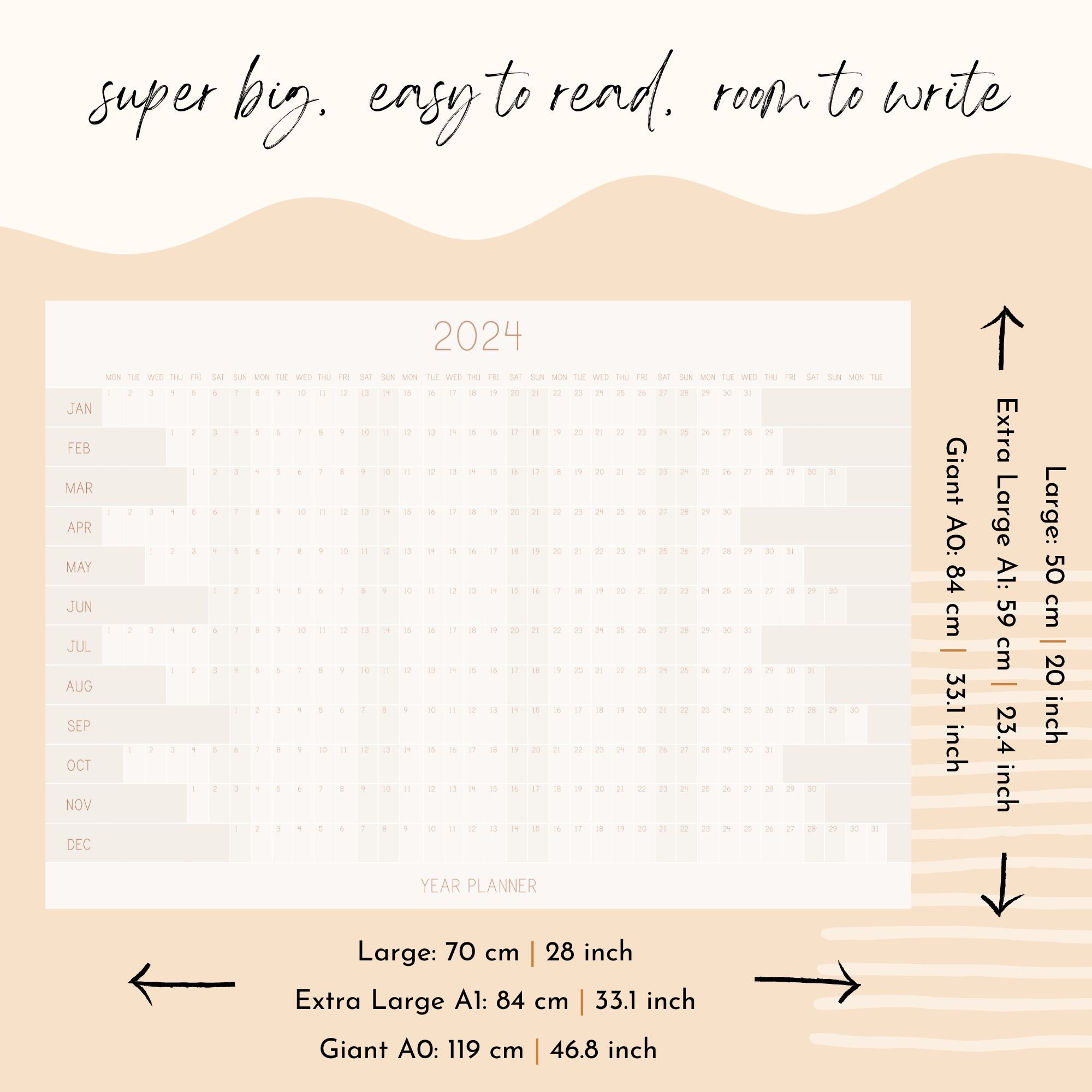Extra Large 2024 Wall Planner, Giant Year Planner for 2024 Year to View ...