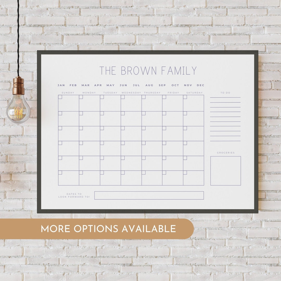Personalized Monthly Wall Calendar Large for Kitchen Family Wall ...