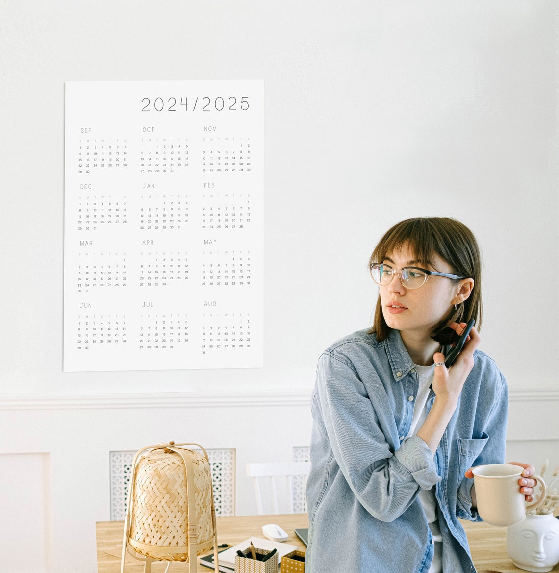 Minimalist Academic Calendar on One Page 2024-2025 Year at a Glance ...