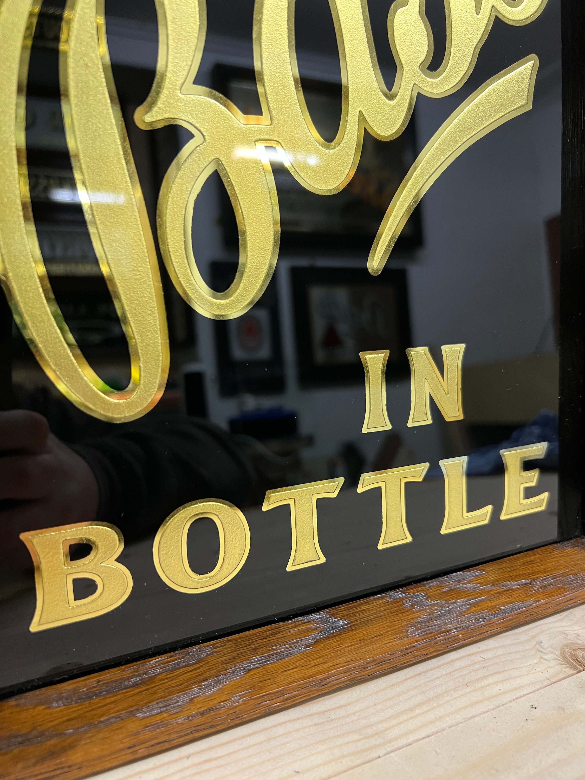 Bass in Bottle Gold Leaf Reverse Glass Sign . - Etsy