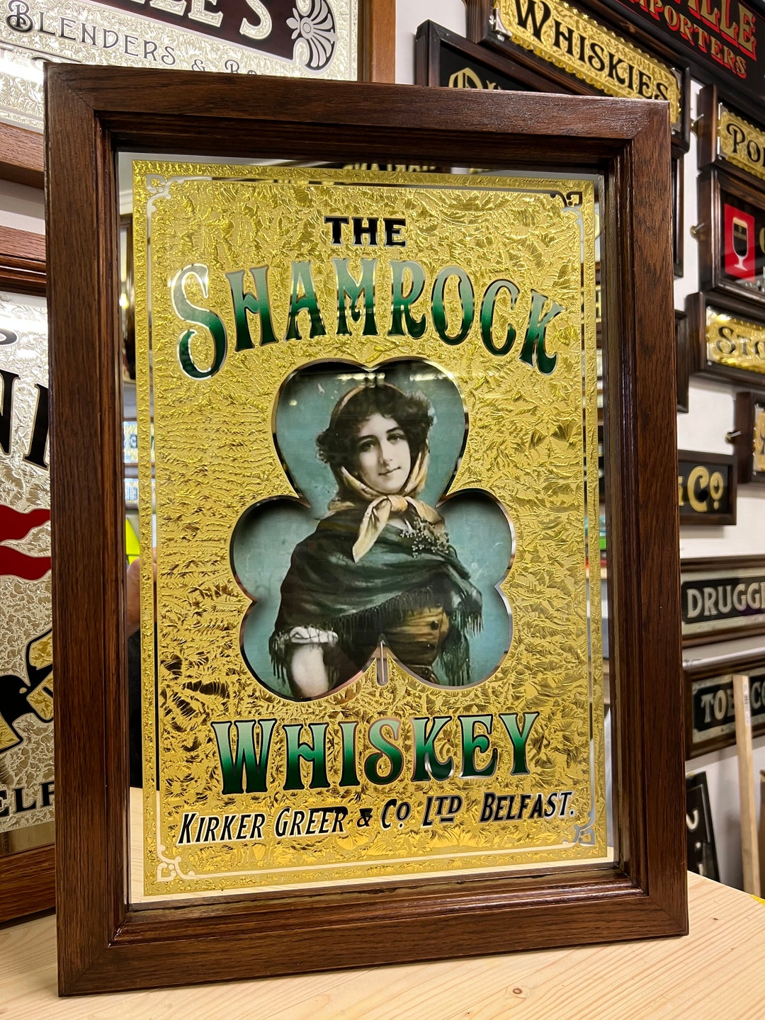 Shamrock Whiskey Gold Leaf , Glue Chipped Pub/bar Mirror . - Etsy