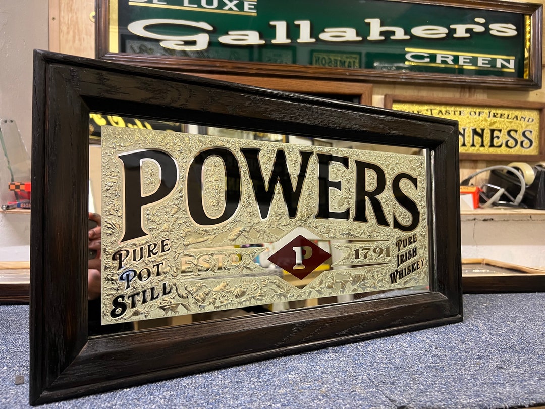 Powers Irish Whiskey , Glue Chipped / Gold Leaf / Bar / Pub / Mancave ...