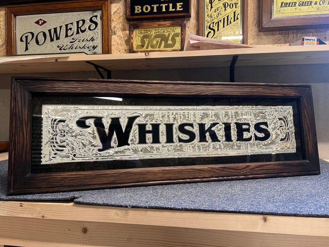 Whiskies Glue Chipped , Gold Leaf , Bar/pub/mancave Mirror - Etsy