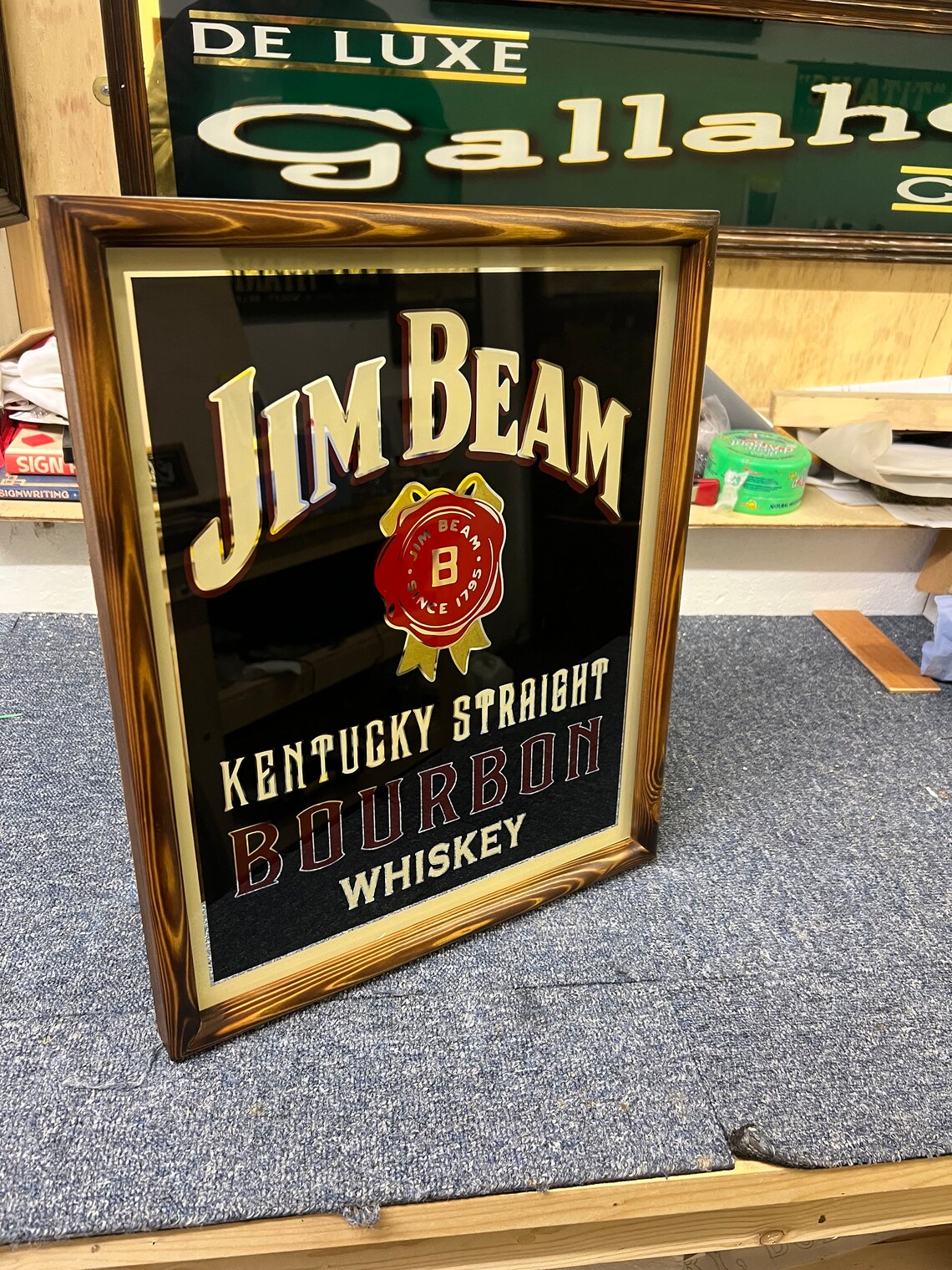 Reverse Painted Bourbon Whiskey Bar Sign, Vintage Style Mancave Decor ...