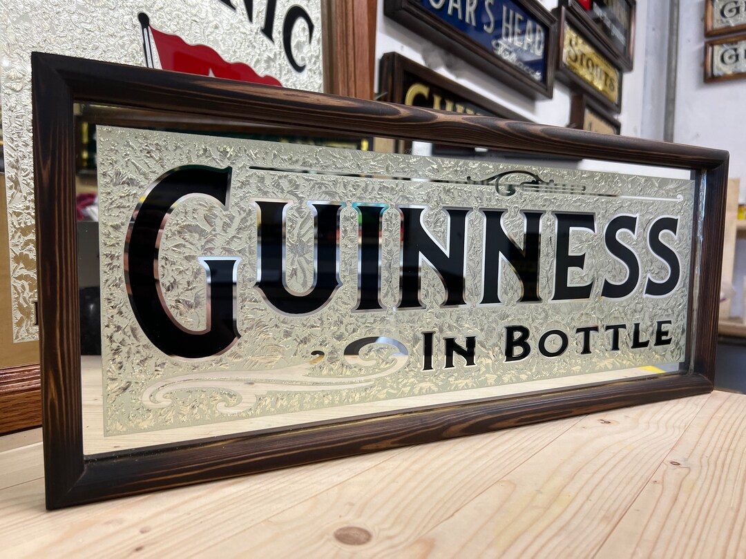 Guinness in Bottle , Glue Chipped , Reverse Painted , Gold Leaf Bar ...