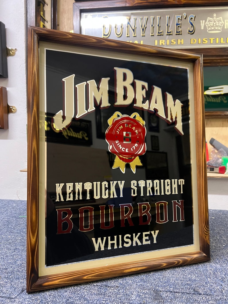 Reverse Painted Bourbon Whiskey Bar Sign, Vintage Style Mancave Decor ...