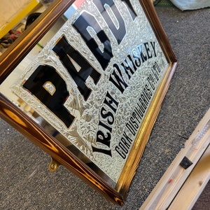 Paddy Irish Whiskey Glue Chipped , Reverse Painted Pub Mirror Sign. - Etsy