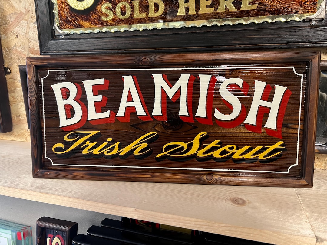 Beamish Irish Stout , Hand Lettered Wooden Irish Pub / Bar / Mancave ...