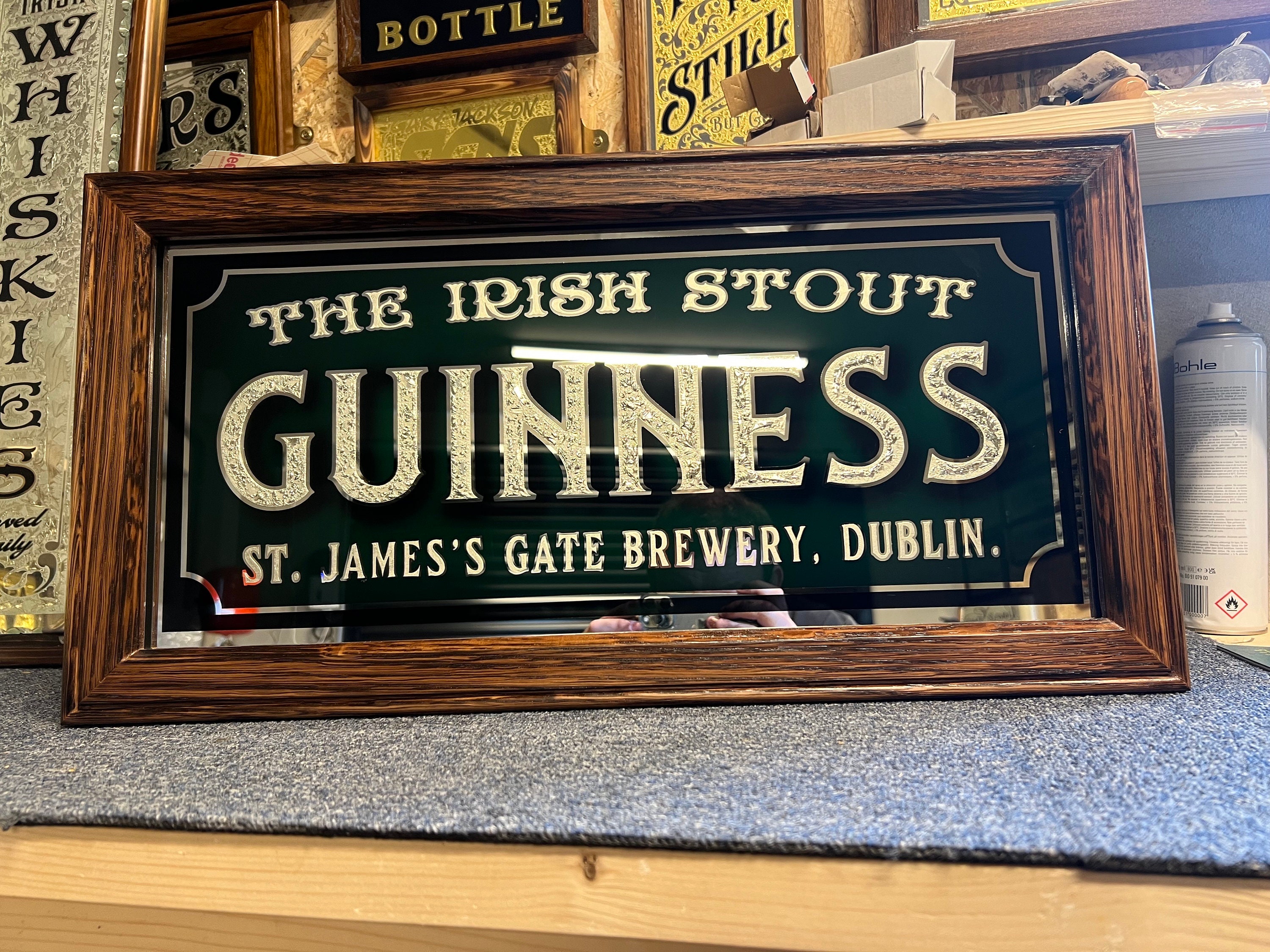 Guinness , the Irish Stout . Glue Chipped , Reverse Painted and Gilded ...