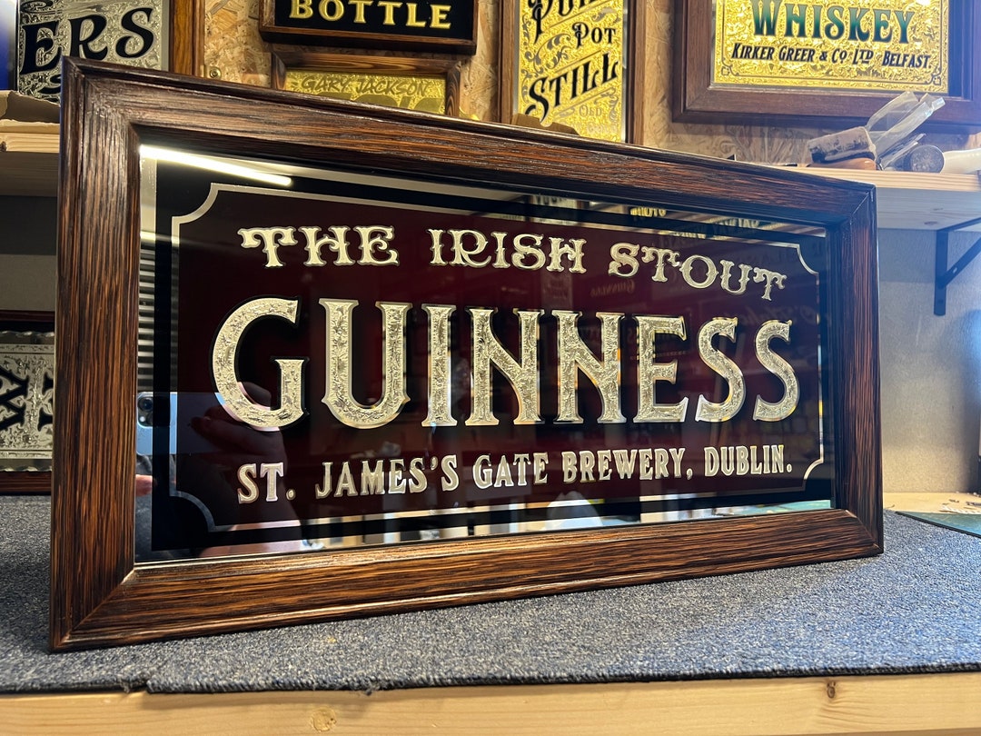 Guinness , the Irish Stout . Glue Chipped , Reverse Painted and Gilded ...