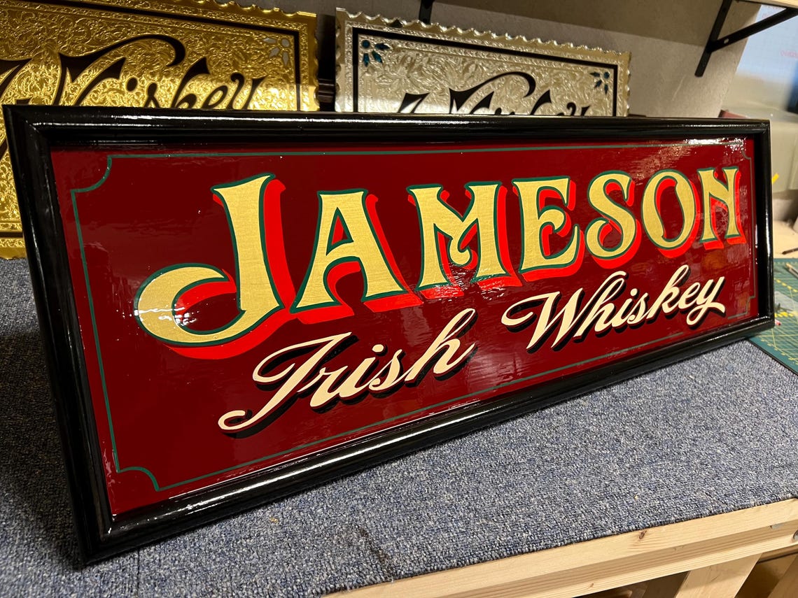 Jameson Irish Whiskey , Hand Lettered Wooden Pub , Bar , Mancave Sign ...