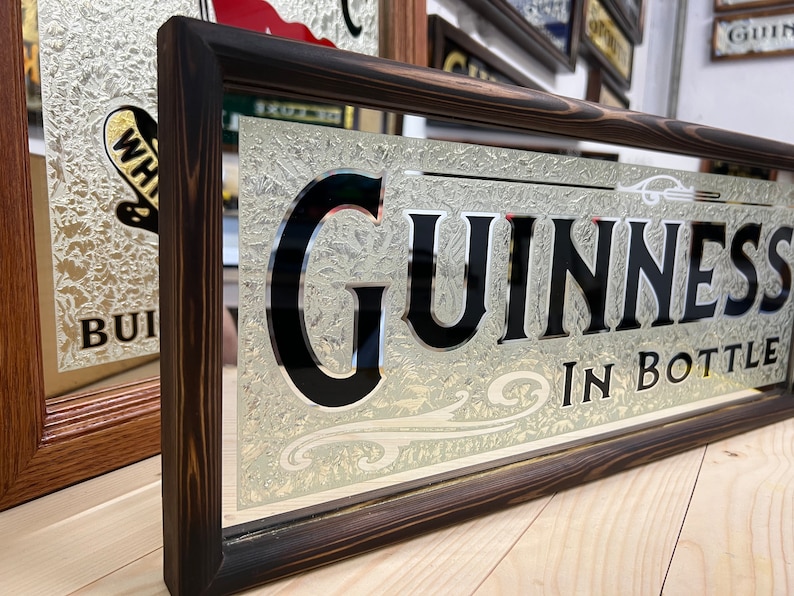 Guinness in Bottle , Glue Chipped , Reverse Painted , Gold Leaf Bar ...