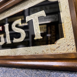 Vintage Style Reverse Painted and Glue Chipped Glass Sign Displaying ...