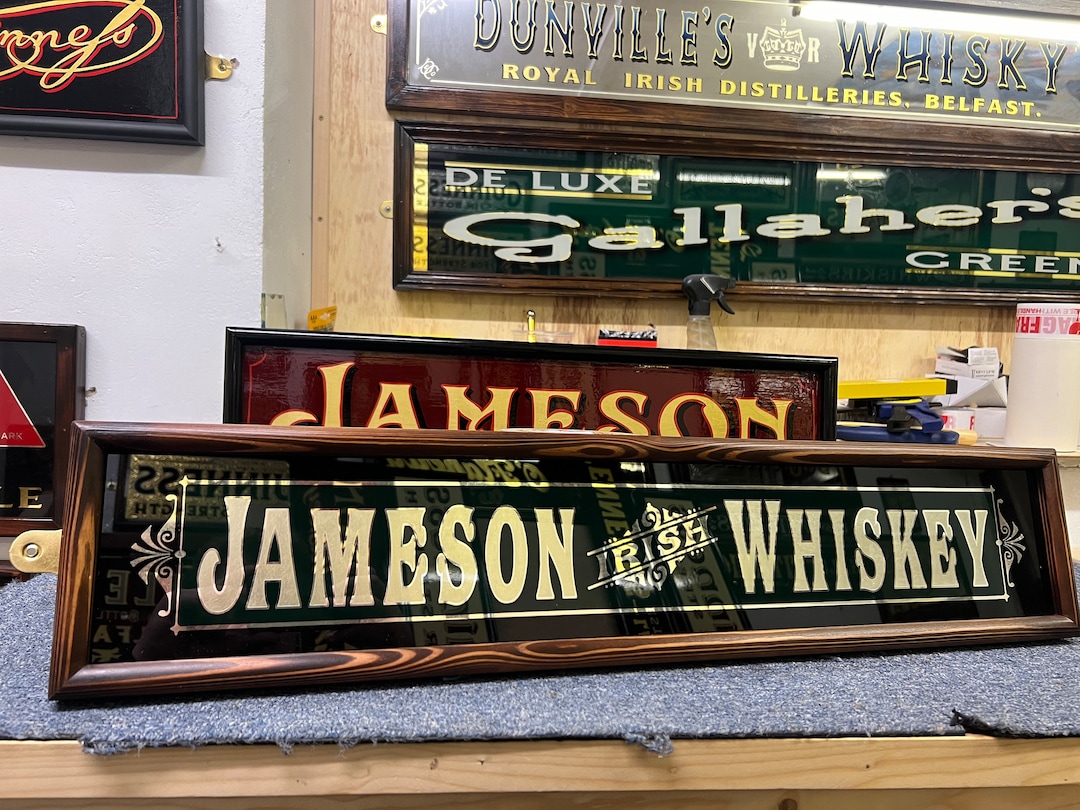Jameson Irish Whiskey , Reverse Painted , Gilded Glass Pub , Bar ...
