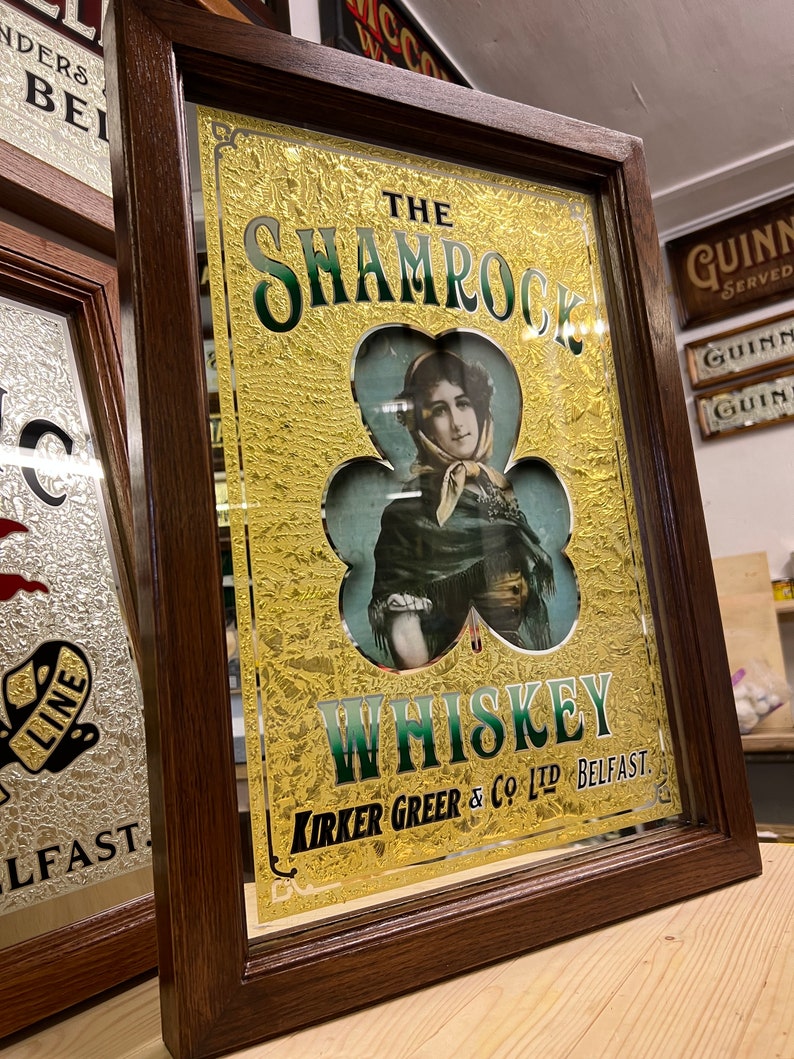 Shamrock Whiskey Gold Leaf , Glue Chipped Pub/bar Mirror . - Etsy