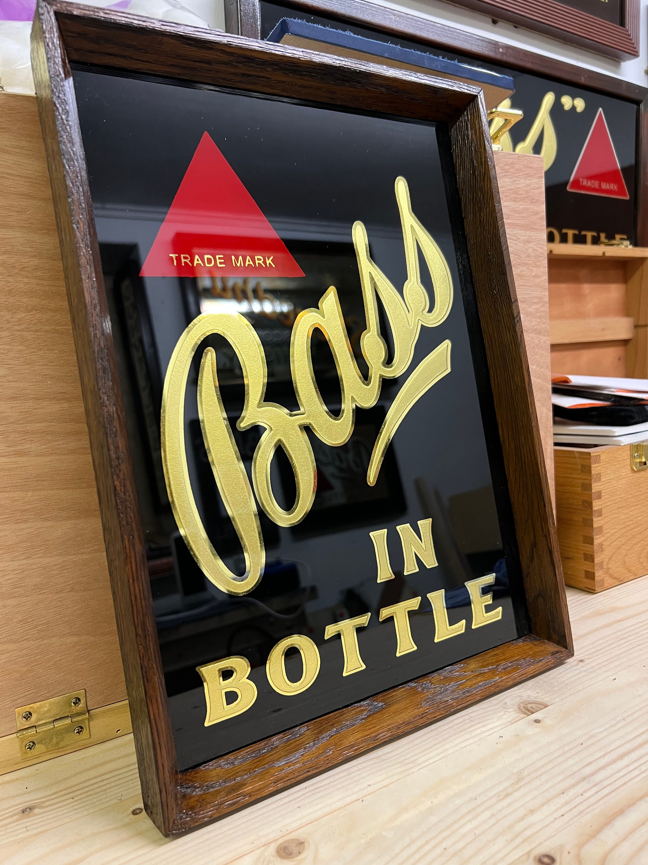 Bass in Bottle Gold Leaf Reverse Glass Sign . - Etsy