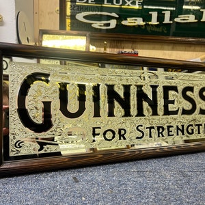 Guinness for Strength , Glue Chipped / Gold Leaf / Reverse Painted Pub ...
