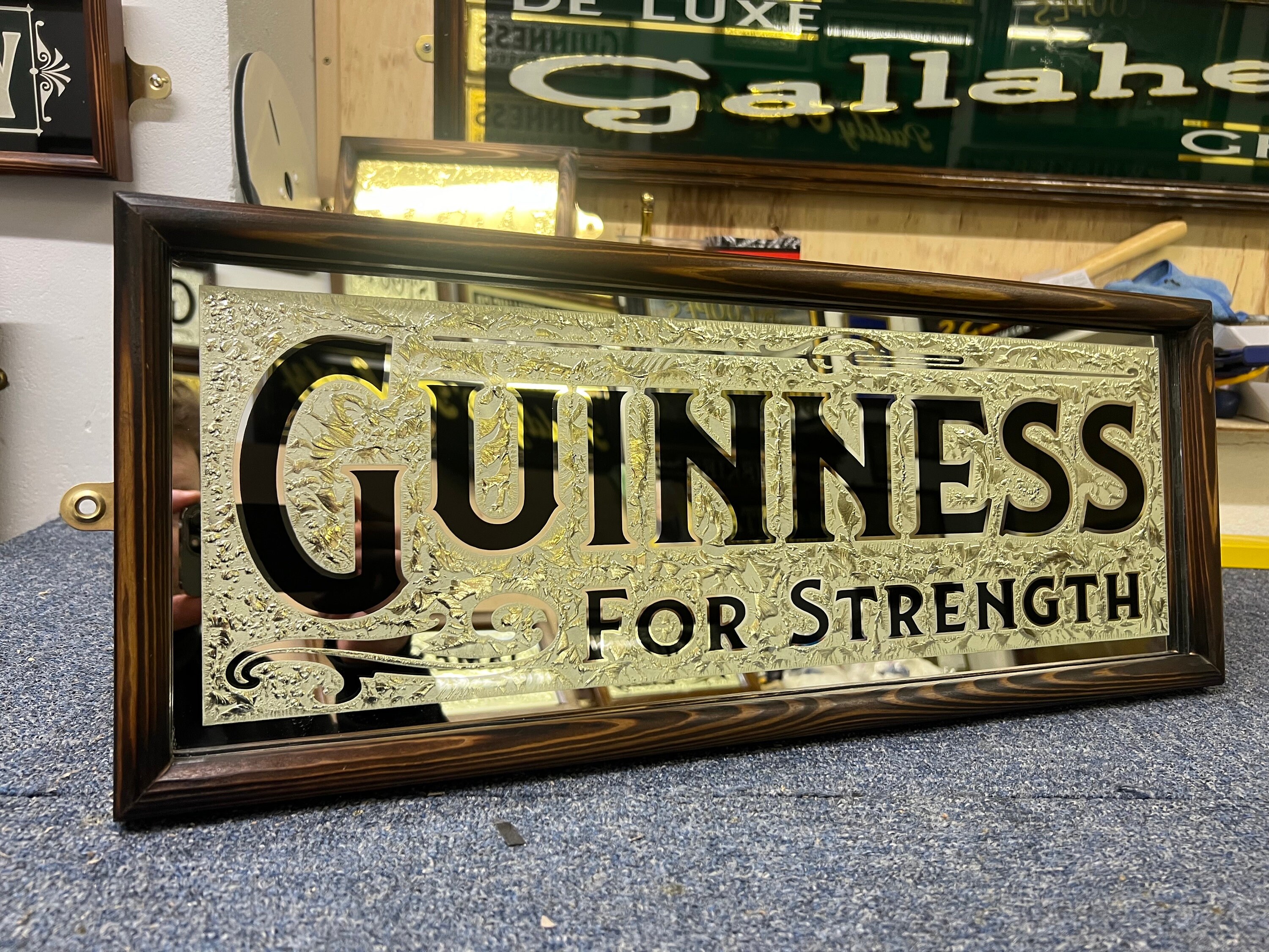 Guinness for Strength , Glue Chipped / Gold Leaf / Reverse Painted Pub ...