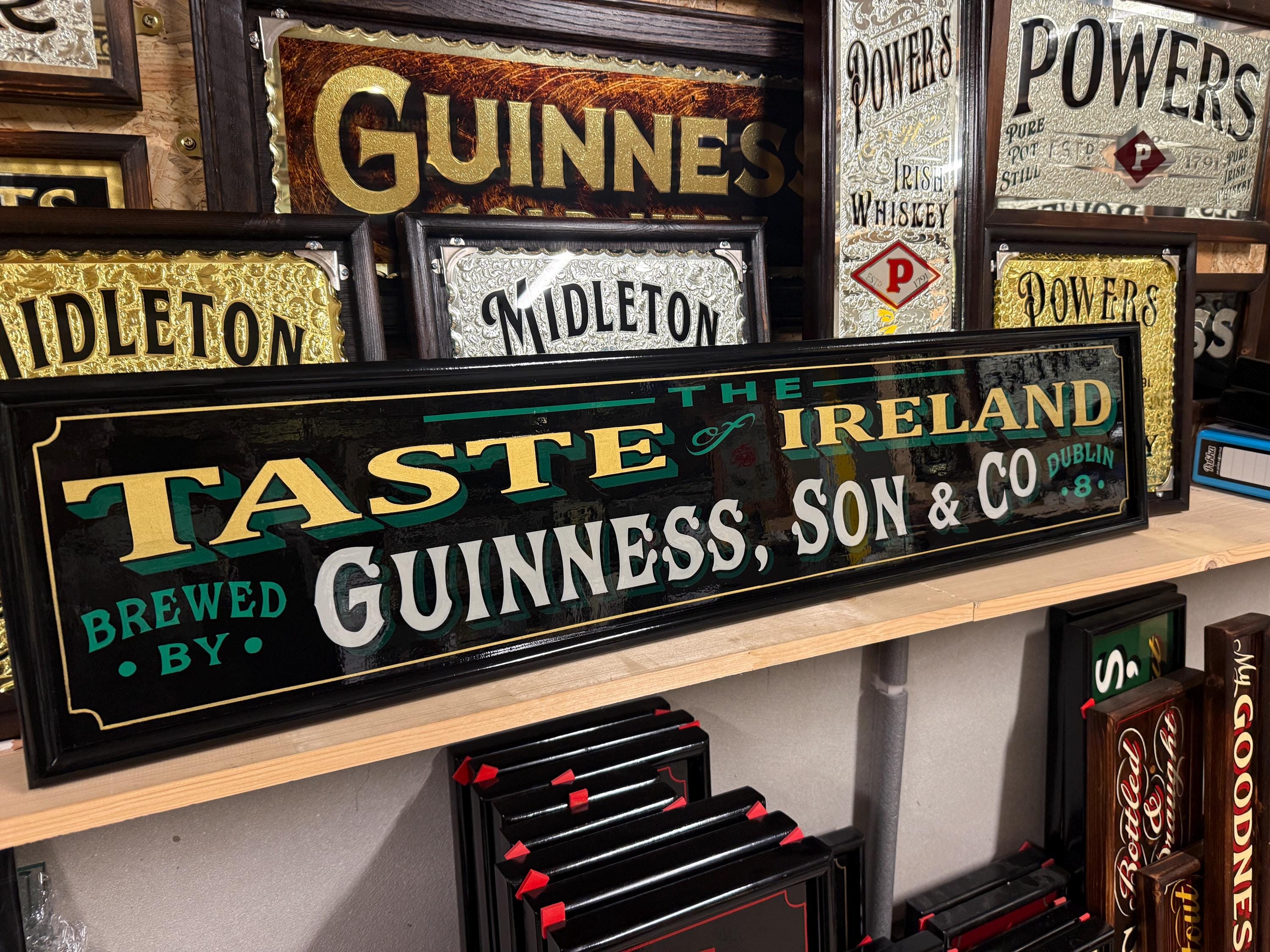 Guinness. the Taste of Ireland , Hand Lettered Wooden Irish Pub/bar ...