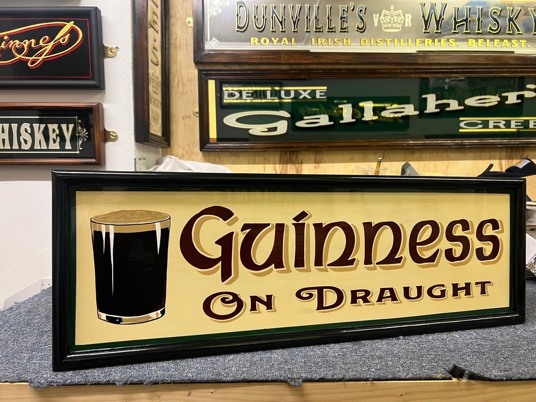 Guinness on Draught Hand Lettered Wooden Pub , Bar , Mancave Sign . - Etsy