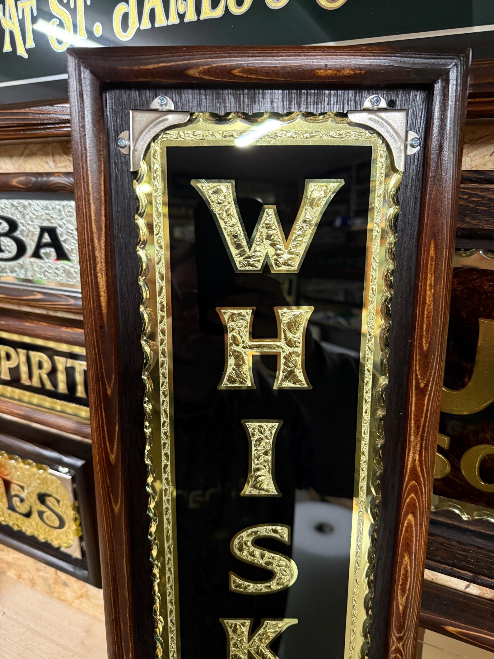 Whiskey , Glue Chipped Reverse Painted Vintage Style Glass Sign. - Etsy