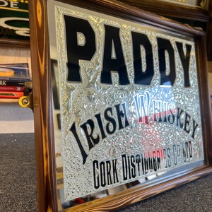 Paddy Irish Whiskey Glue Chipped , Reverse Painted Pub Mirror Sign. - Etsy