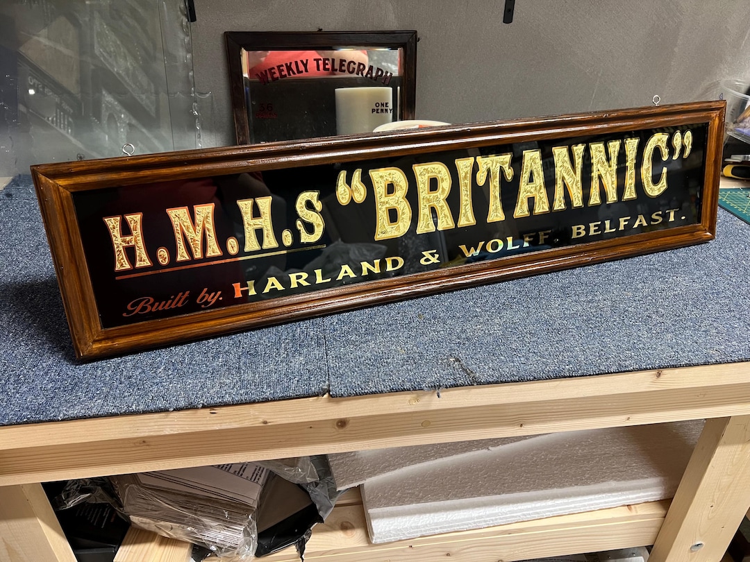 HMHS Britannic , Goldleaf , Reverse Painted Vintage Style Glass Sign ...