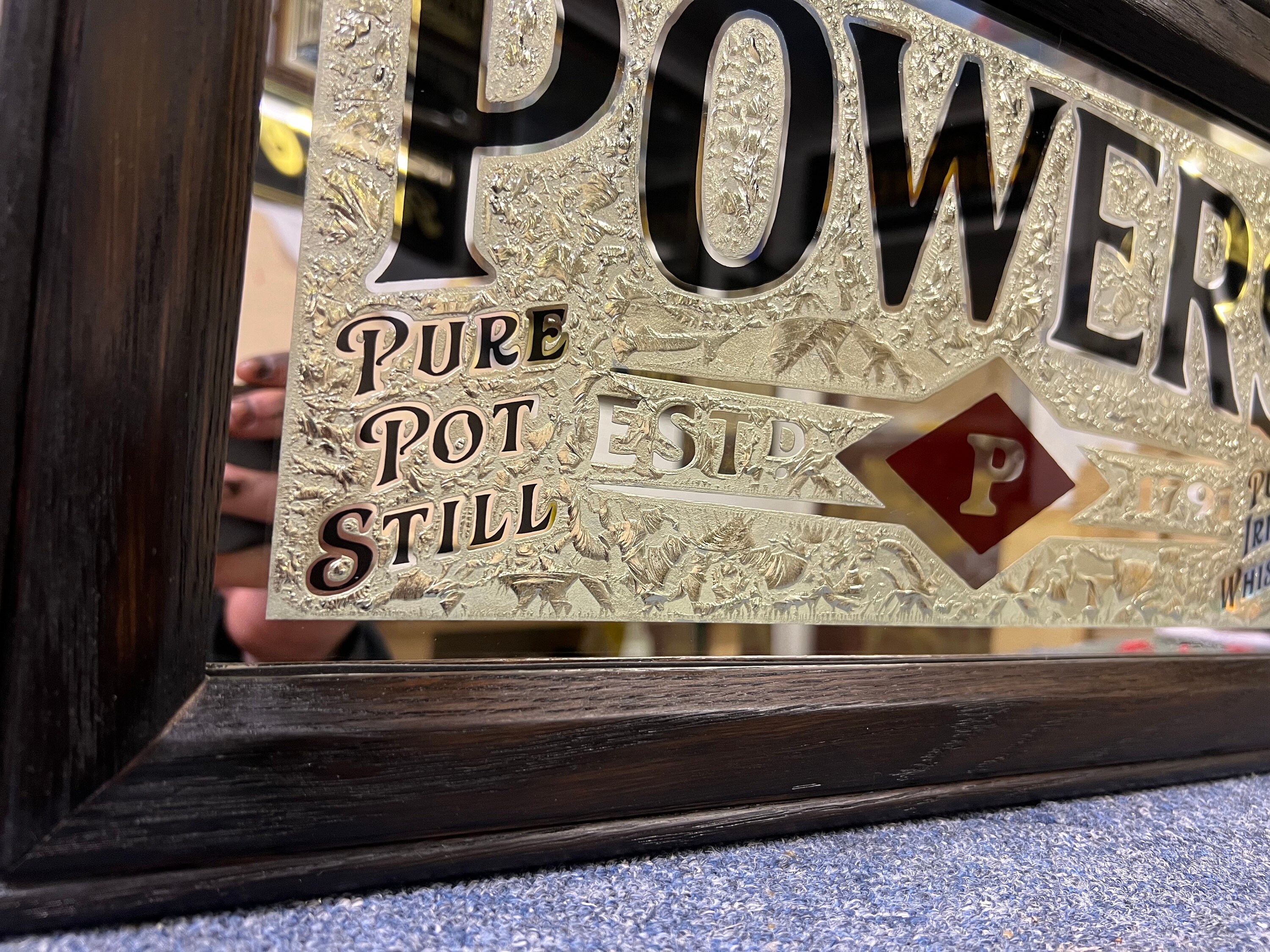 Powers Irish Whiskey , Glue Chipped / Gold Leaf / Bar / Pub / Mancave ...