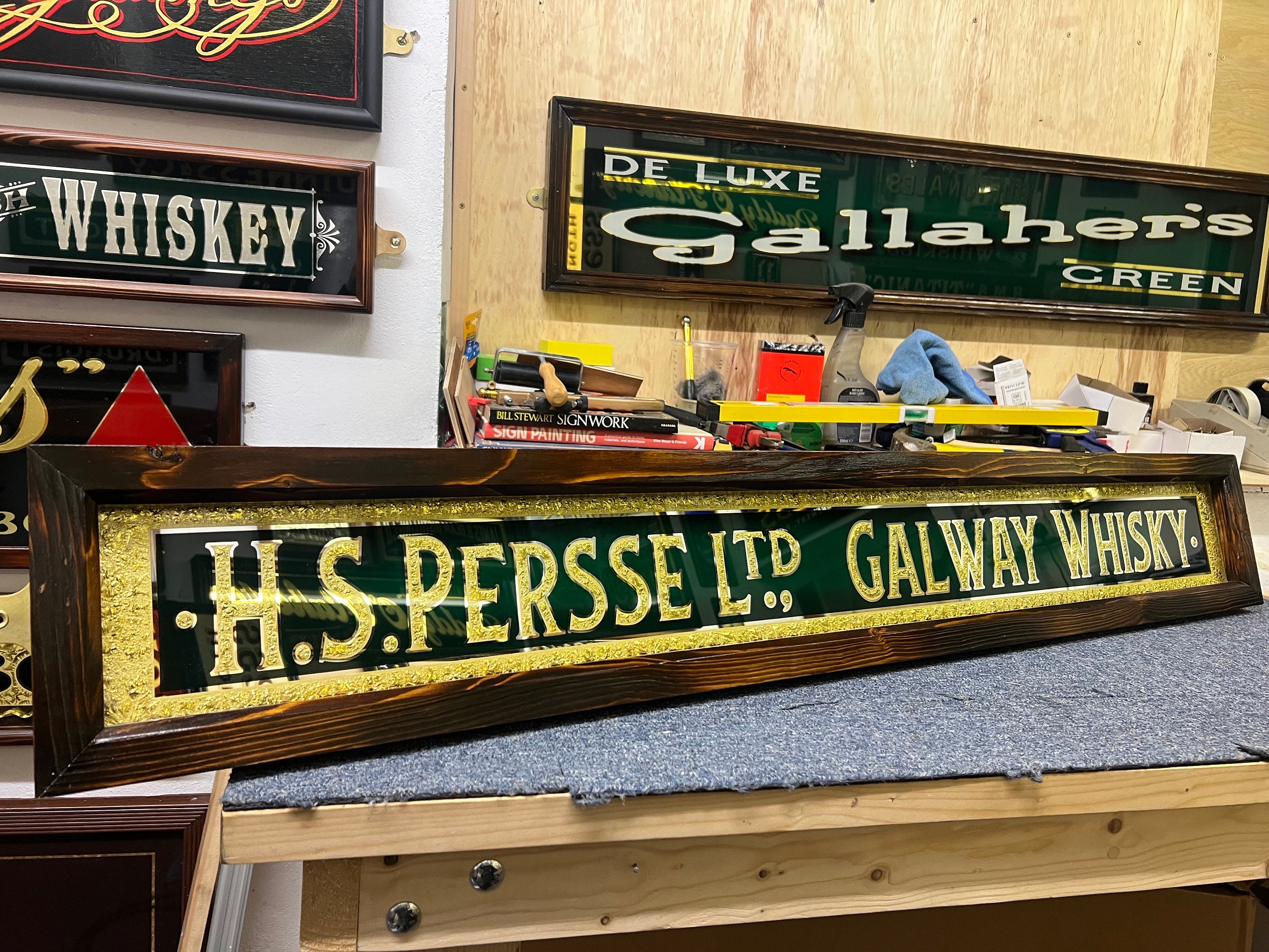 Persse Galway Whisky Glue Chipped Pub , Bar , Mancave Mirror . - Etsy