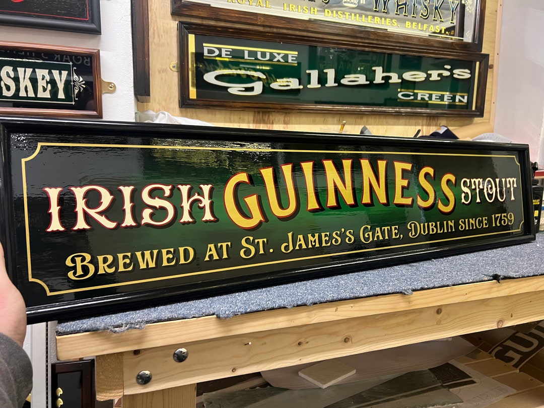 Guinness Irish Stout . Hand Lettered Wooden Pub , Bar , Mancave Sign ...