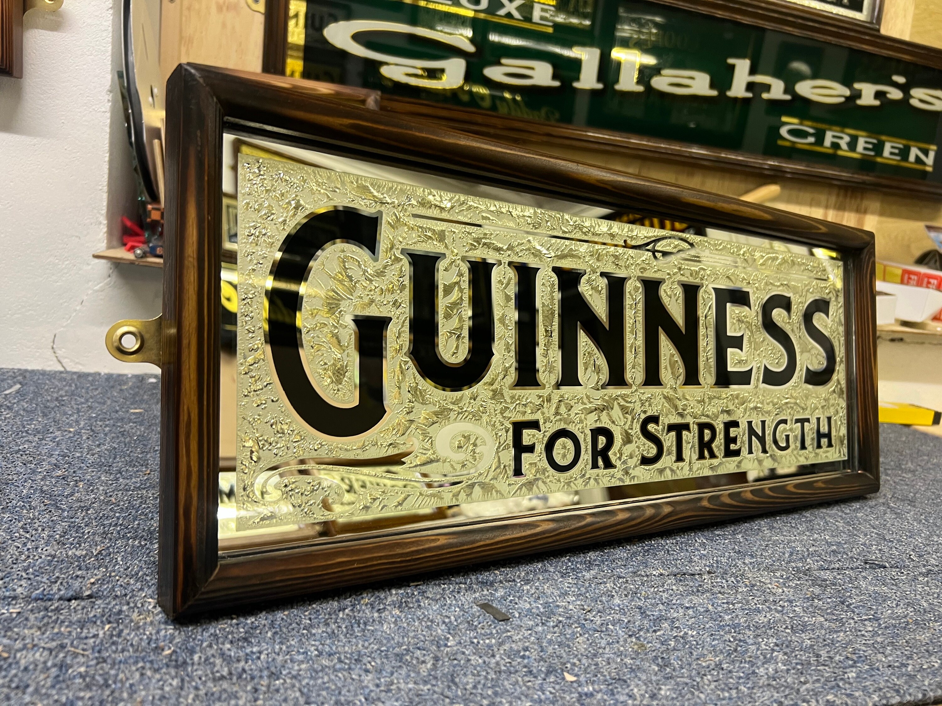 Guinness for Strength , Glue Chipped / Gold Leaf / Reverse Painted Pub ...