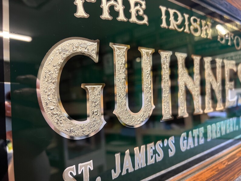 Guinness , the Irish Stout . Glue Chipped , Reverse Painted and Gilded ...