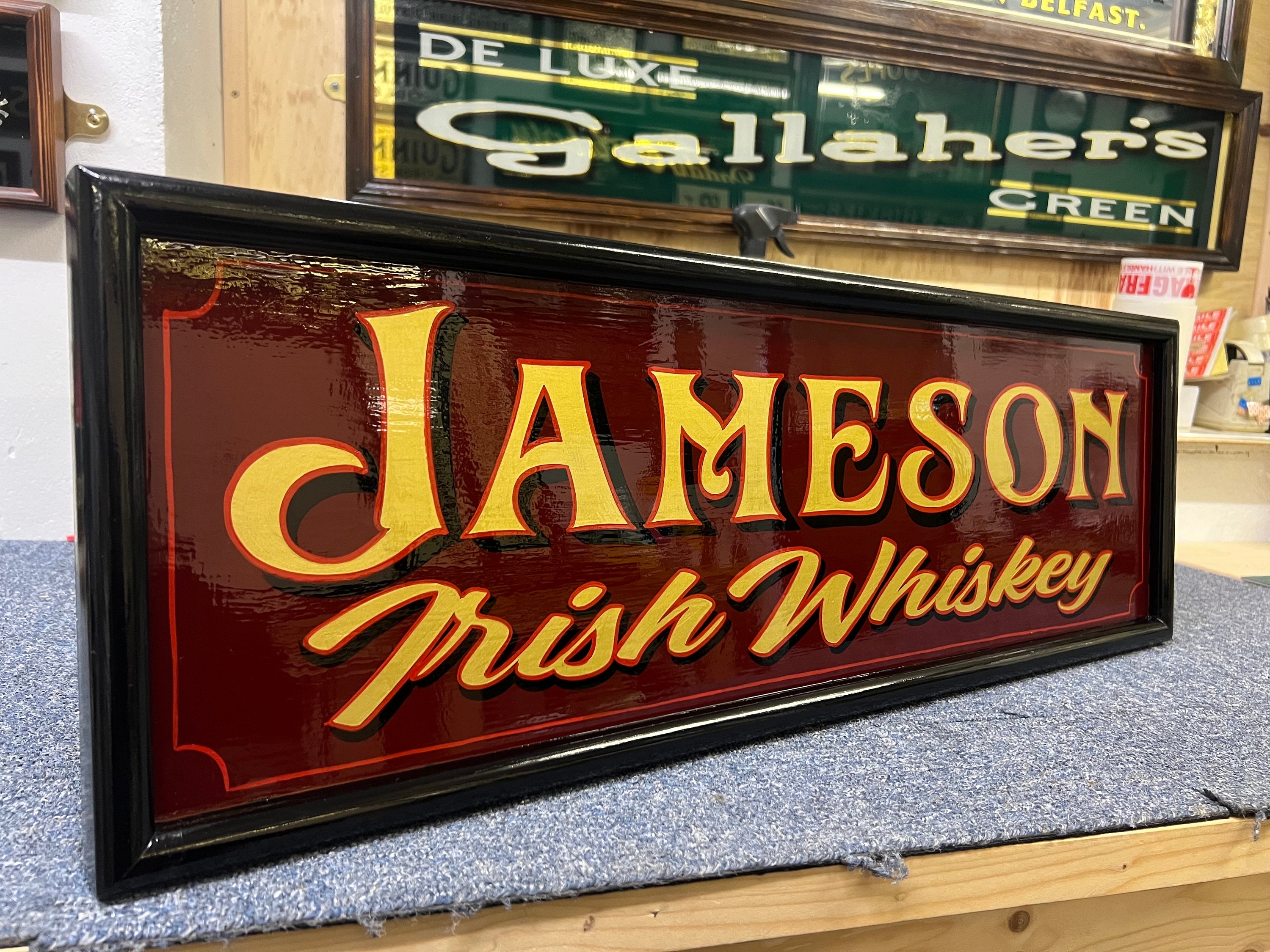 Jameson Irish Whiskey , Hand Lettered Wooden Pub , Bar , Mancave Sign ...