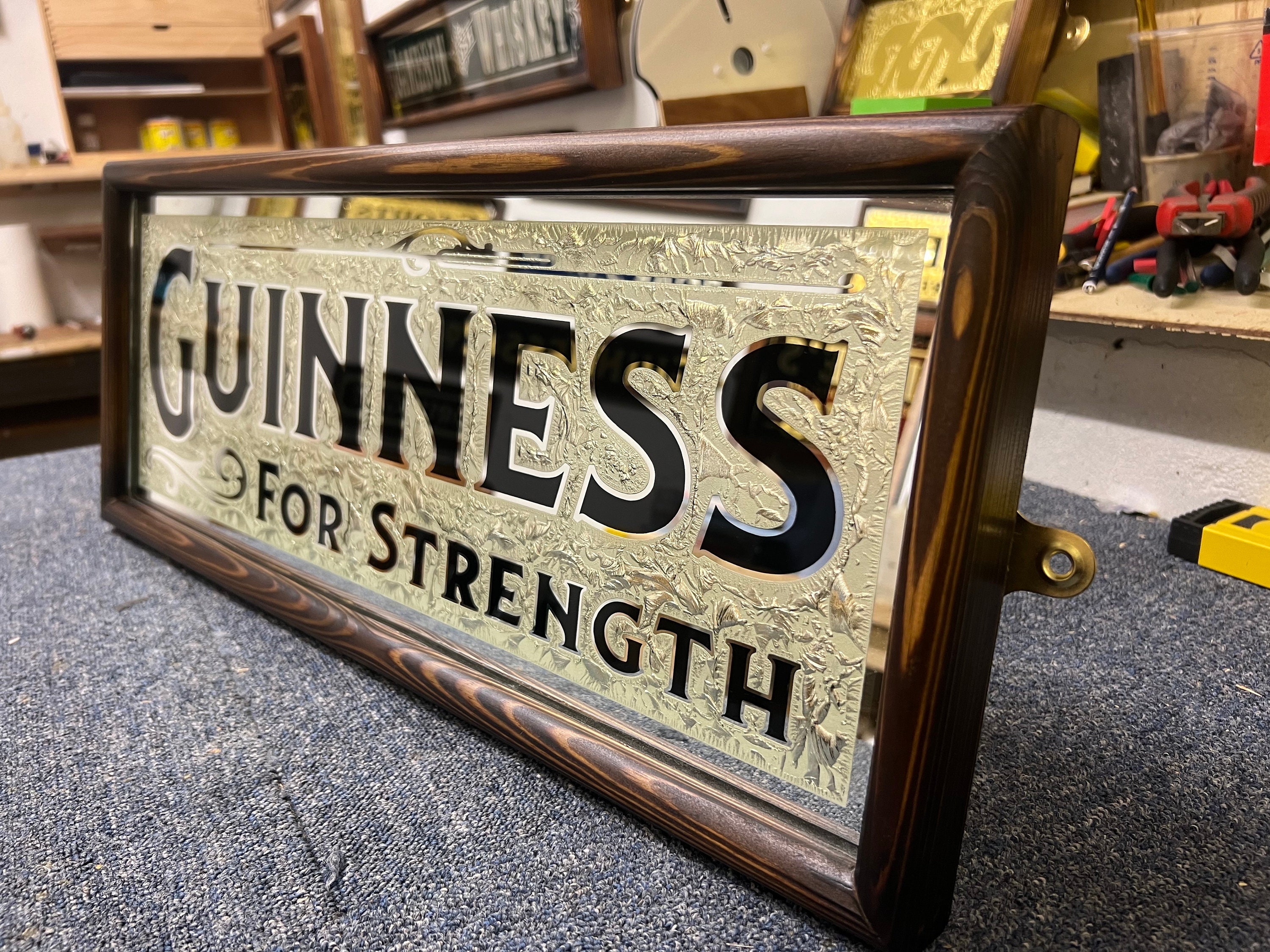 Guinness for Strength , Glue Chipped / Gold Leaf / Reverse Painted Pub ...