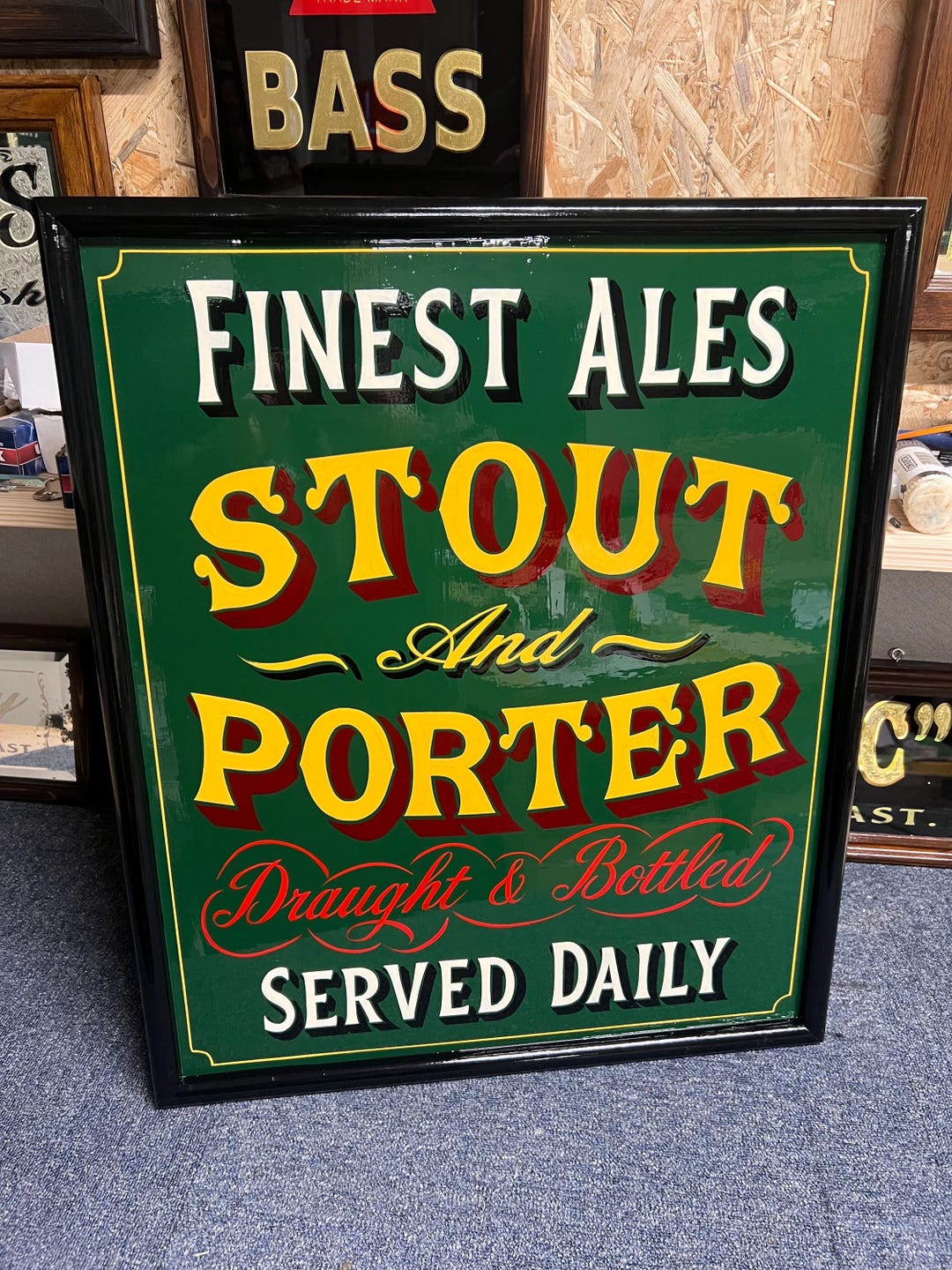 Hand Lettered, Finest Ales Stouts and Porters Served Daily Wooden Pub ...