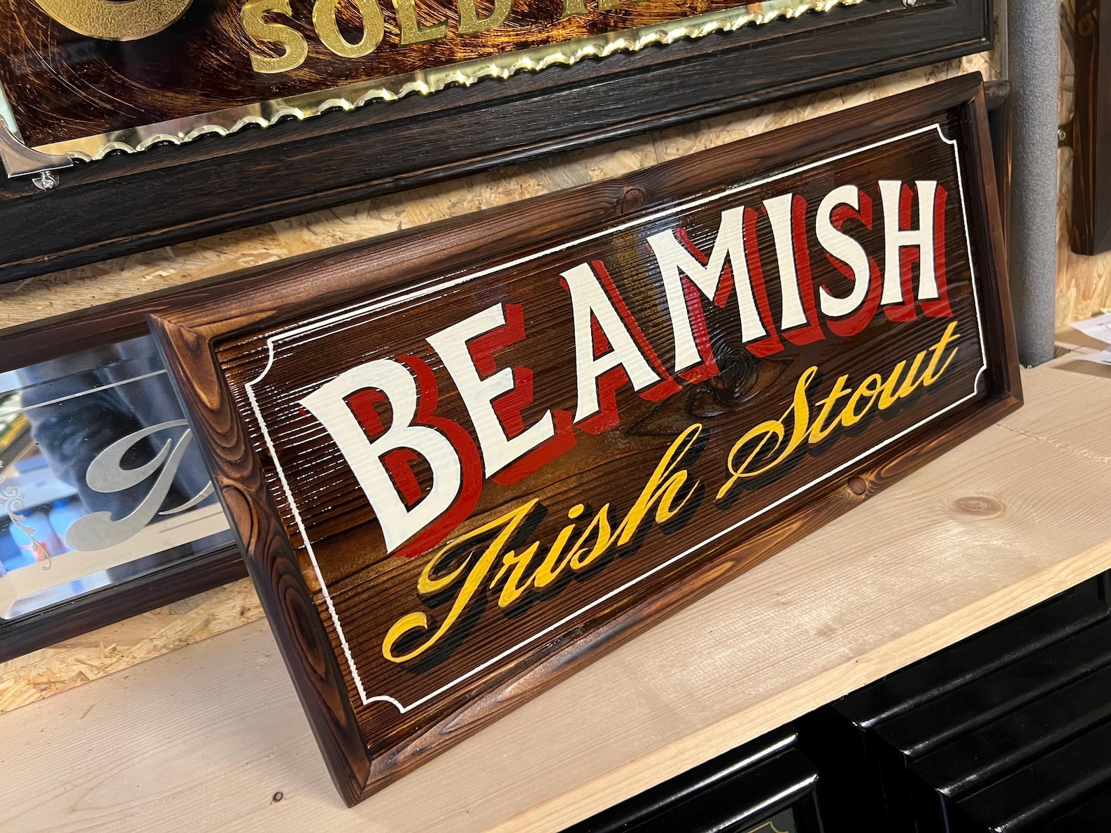 Beamish Irish Stout , Hand Lettered Wooden Irish Pub / Bar / Mancave ...