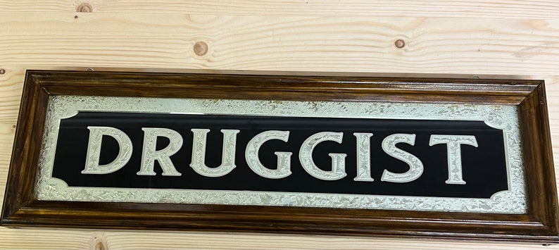 Vintage Style Reverse Painted and Glue Chipped Glass Sign - Etsy