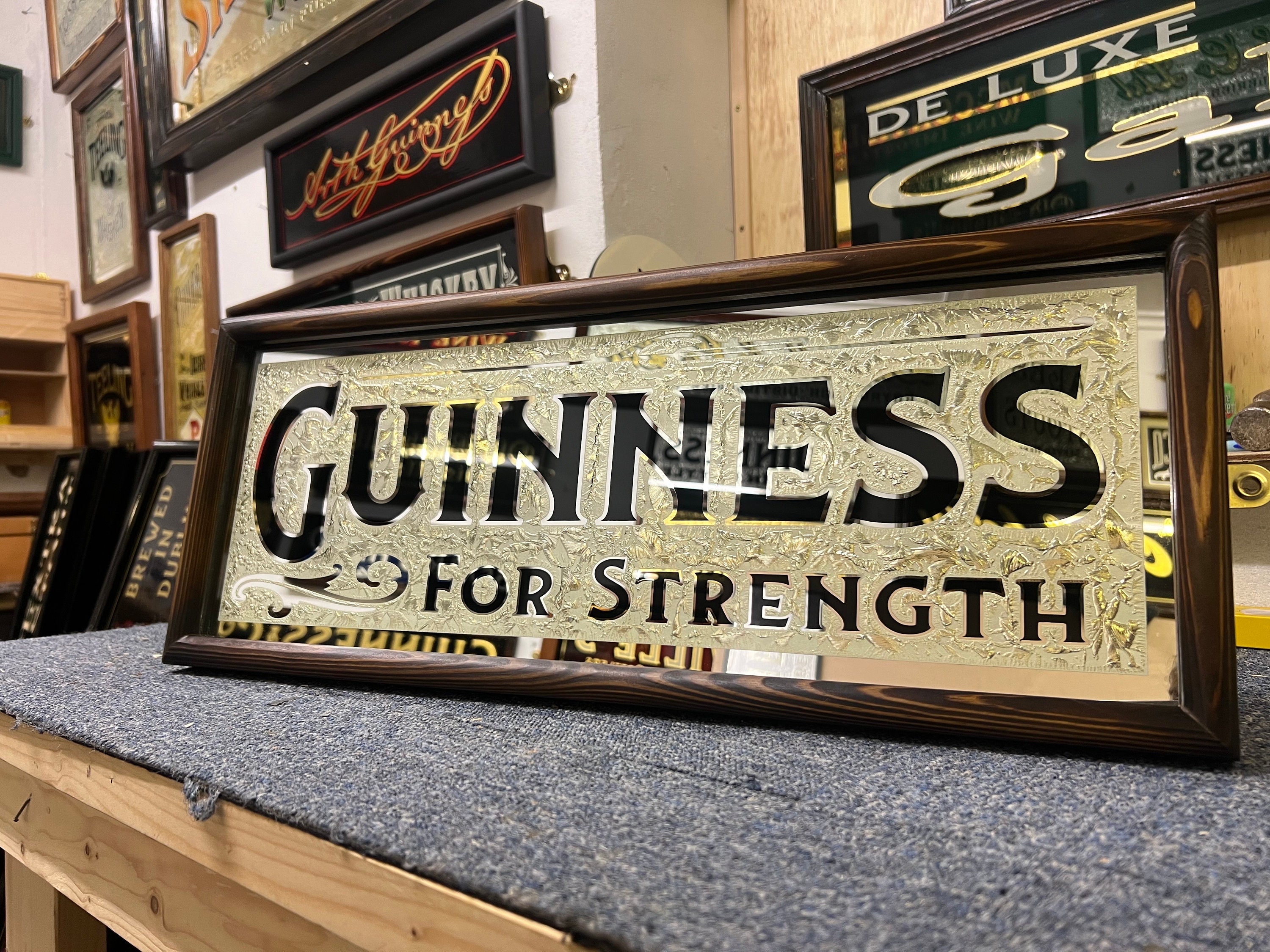 Guinness for Strength , Glue Chipped / Gold Leaf / Reverse Painted Pub ...