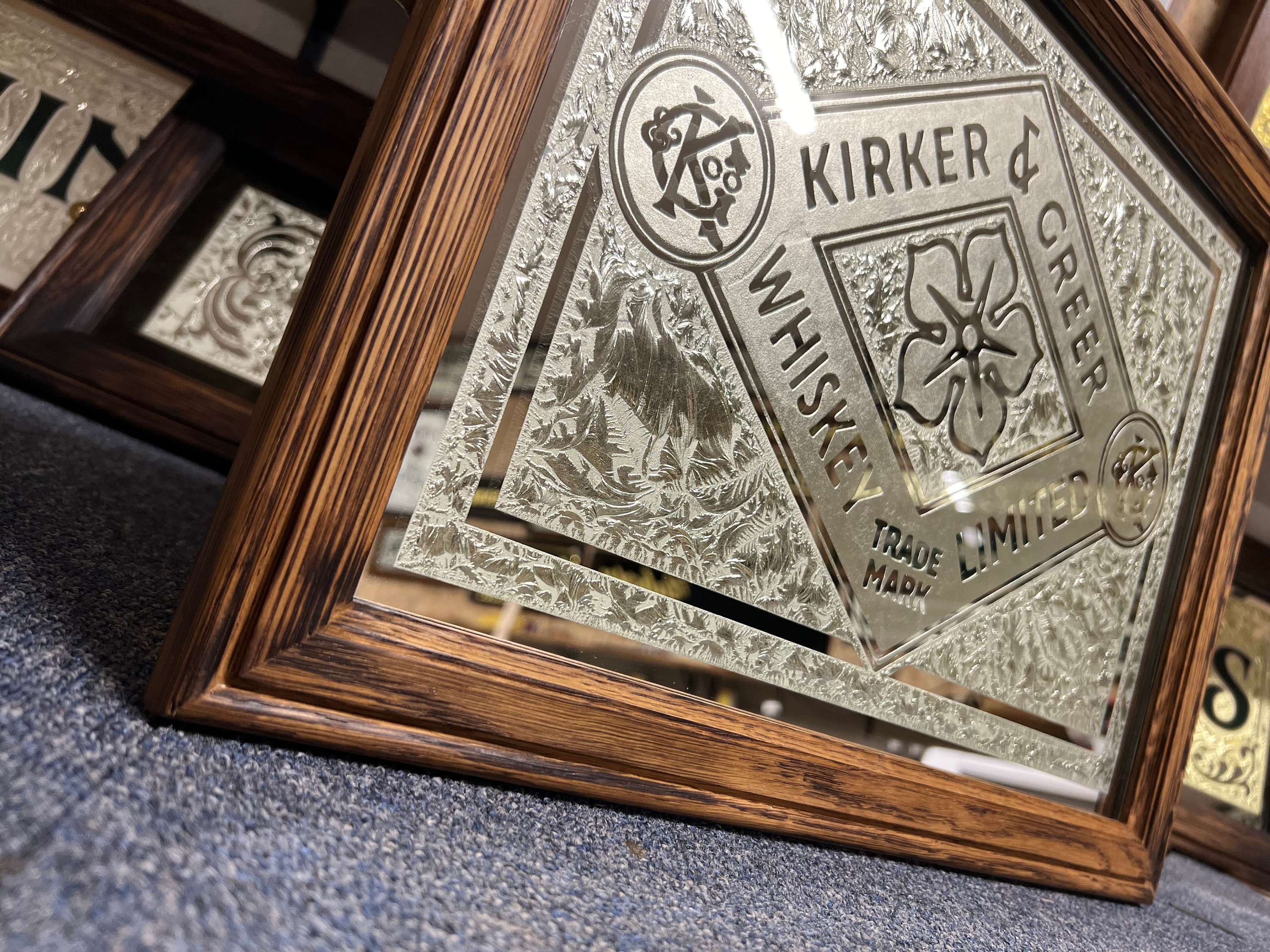 Kirker & Greer Whiskey Ltd Glue Chipped Goldleaf Bar/pub/mancave/office ...