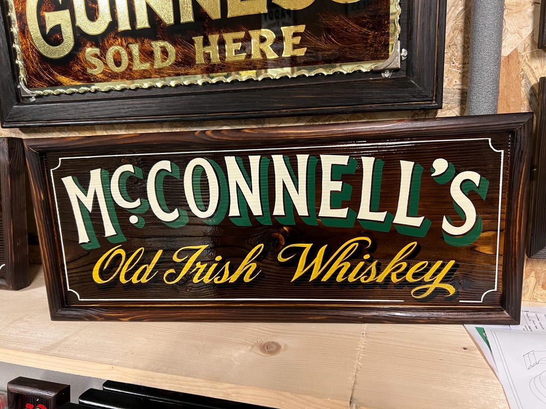 Mcconnells Old Irish Whiskey , Hand Lettered Wooden Sign . - Etsy