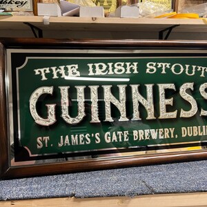 Guinness , the Irish Stout . Glue Chipped , Reverse Painted and Gilded ...