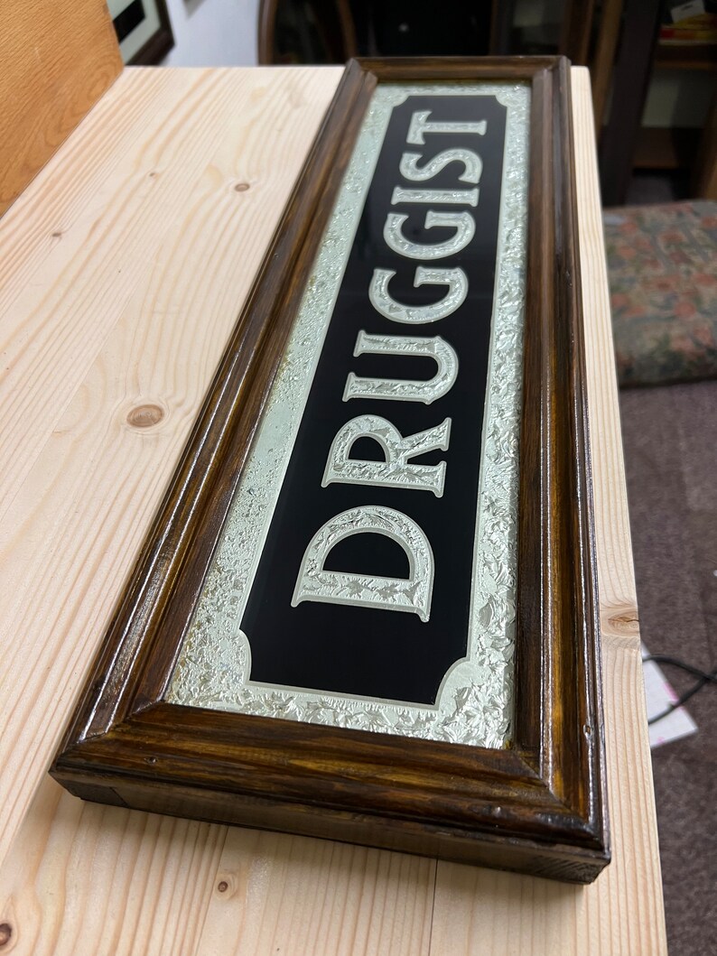 Vintage Style Reverse Painted and Glue Chipped Glass Sign - Etsy