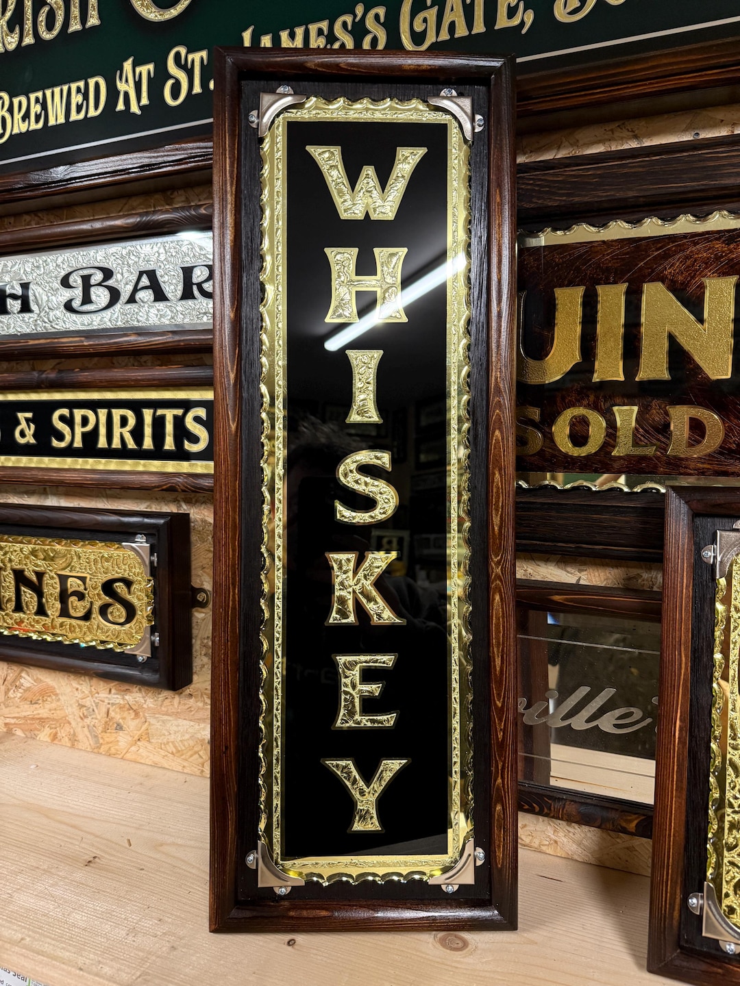 Whiskey , Glue Chipped Reverse Painted Vintage Style Glass Sign. - Etsy
