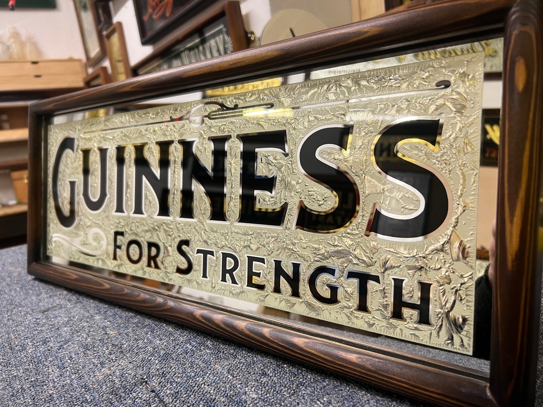 Guinness for Strength , Glue Chipped / Gold Leaf / Reverse Painted Pub ...
