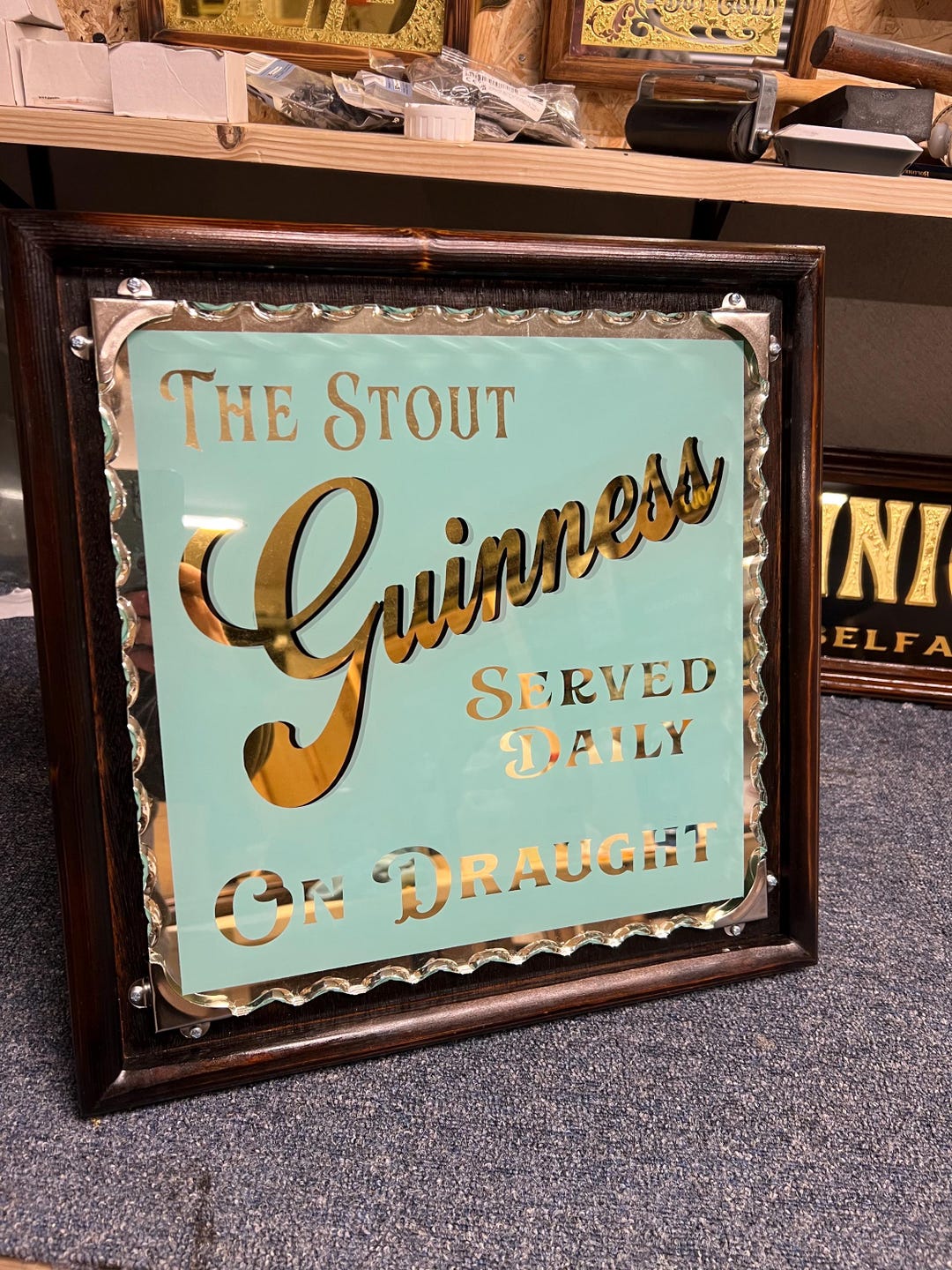 Guinness Served Daily on Draught , Reverse Painted , Goldleaf Glass ...