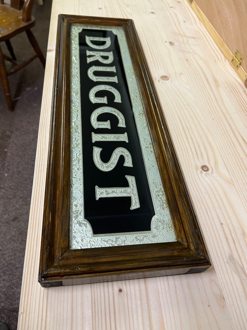 Vintage Style Reverse Painted and Glue Chipped Glass Sign - Etsy