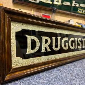 Vintage Style Reverse Painted and Glue Chipped Glass Sign Displaying ...
