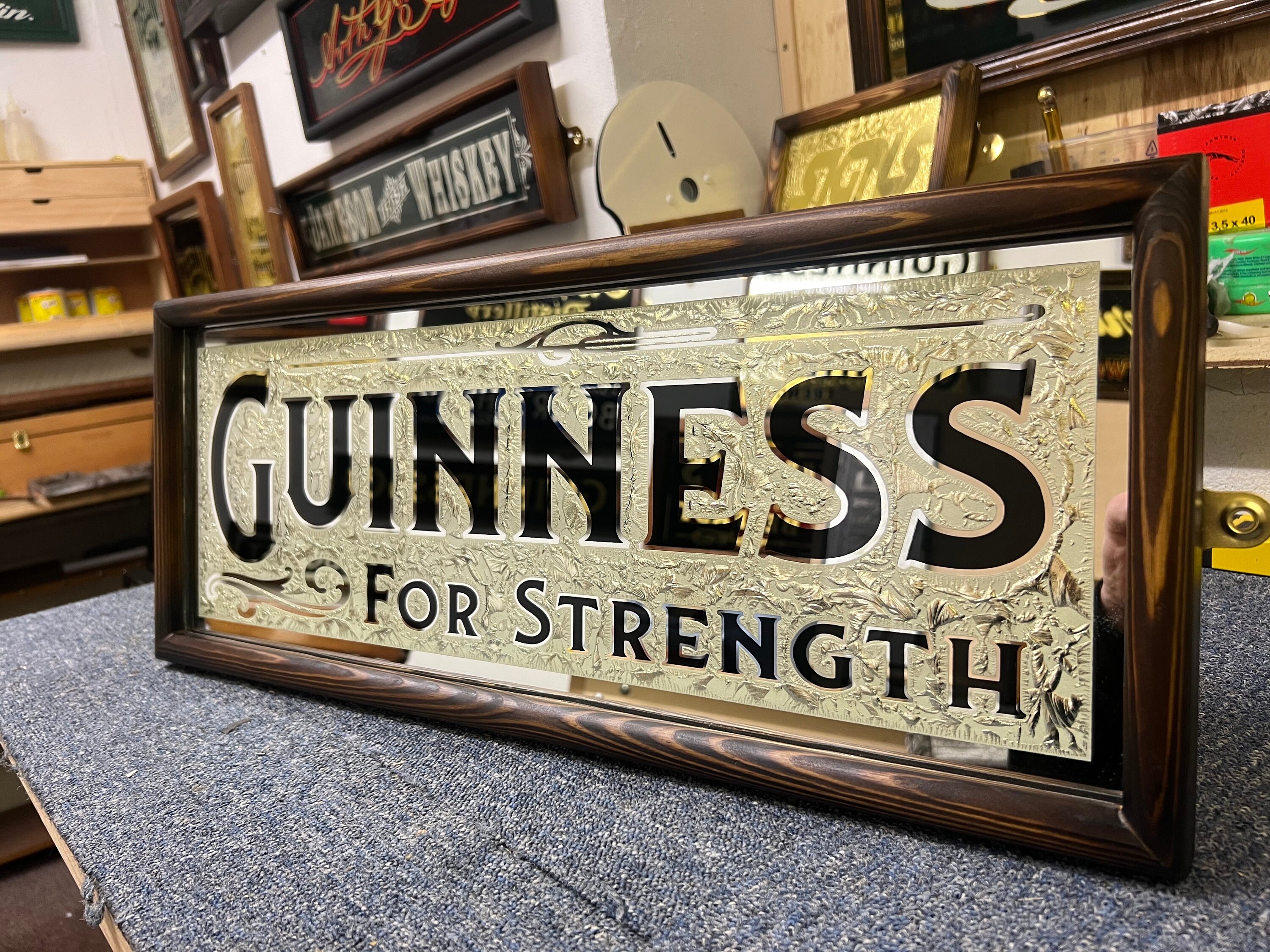 Guinness for Strength , Glue Chipped / Gold Leaf / Reverse Painted Pub ...