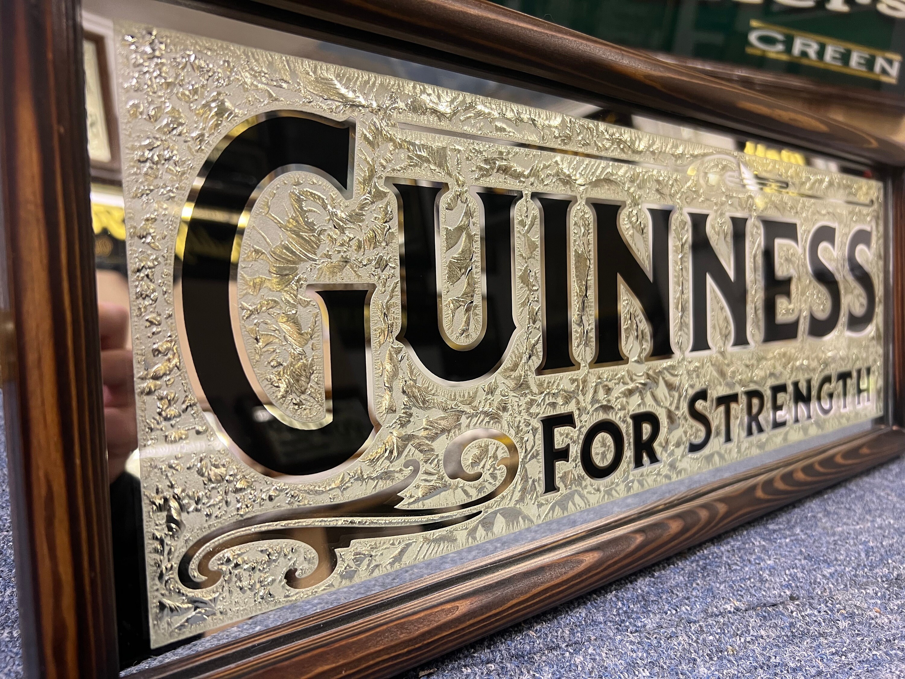 Guinness for Strength , Glue Chipped / Gold Leaf / Reverse Painted Pub ...